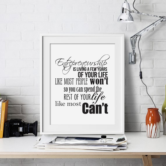 Entrepreneurship Inspirational Wall Art Motivational Quote Art - Etsy