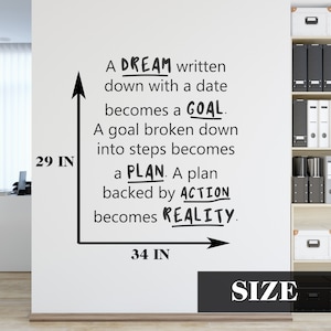 A Dream Written Motivational and Inspirational Office Wall Decal ...