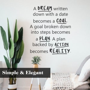 A Dream Written Motivational and Inspirational Office Wall Decal ...