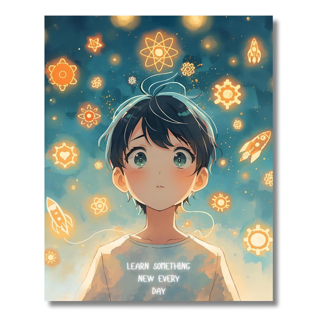 Learn Something New Every Day Watercolor Anime Boys Poster ...