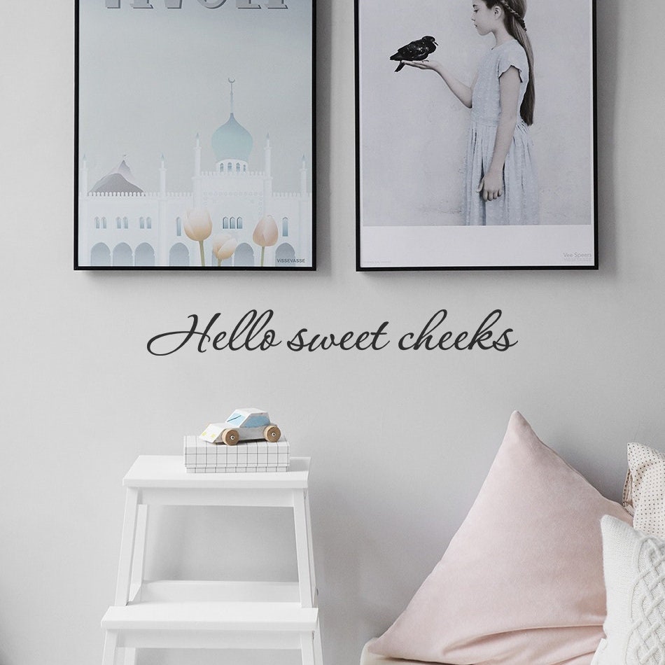 Hello Sweet Cheeks Wall Decal Love Quote Sticker for Bedroom, Bathroom ...