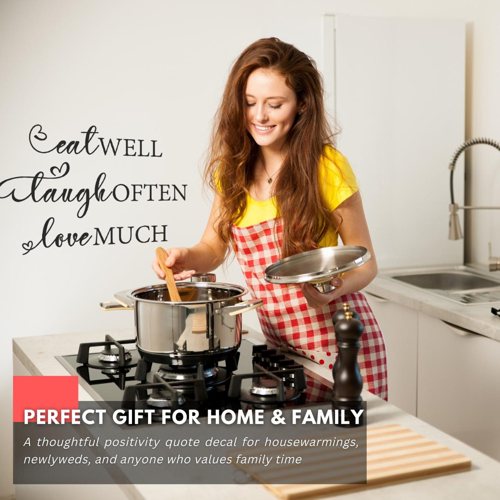 Eat Well Laugh Often Love Much Wall Decal, Kitchen Dining Room Quote ...