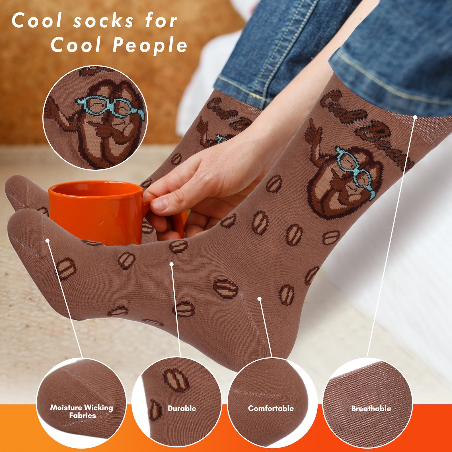 Coffee Socks Fun Novelty Socks Cool Beans Coffee Gifts for Coffee ...