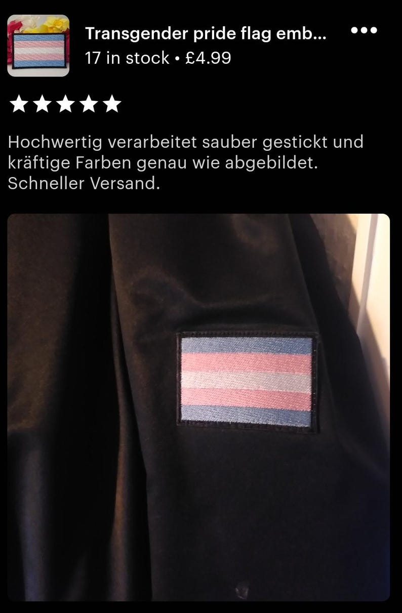 Transgender Pride Flag Patch. Iron On, Velcro or Sew On! Trans - LGBT ...