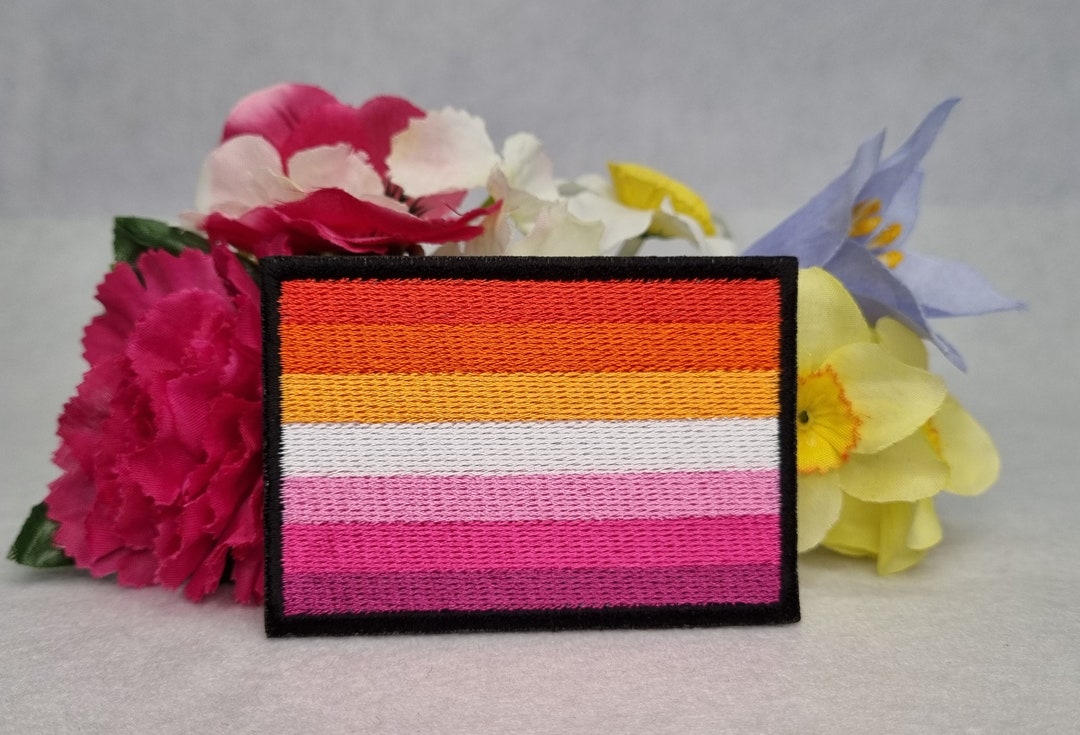 Lesbian Pride Flag Embroidered Patch 7 Colour. Iron On, Velcro or Sew ...