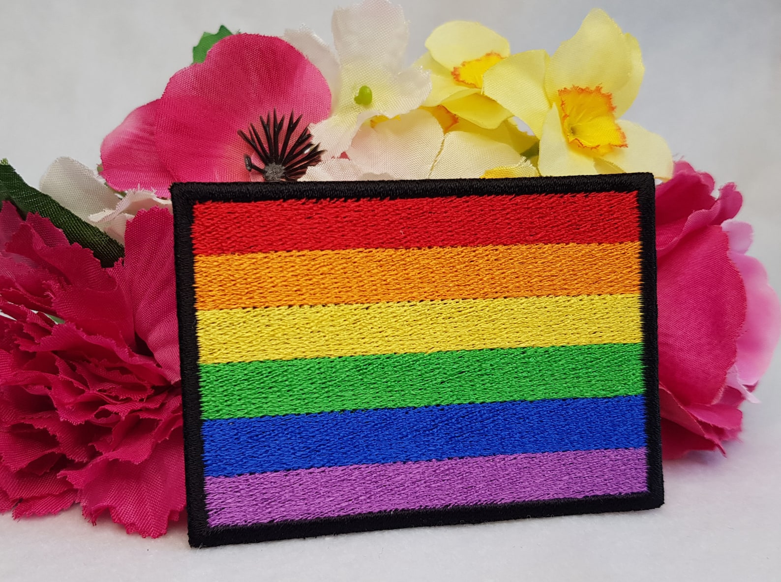 Pride rainbow flag embroidered patch. Iron On Velcro or Sew | Etsy