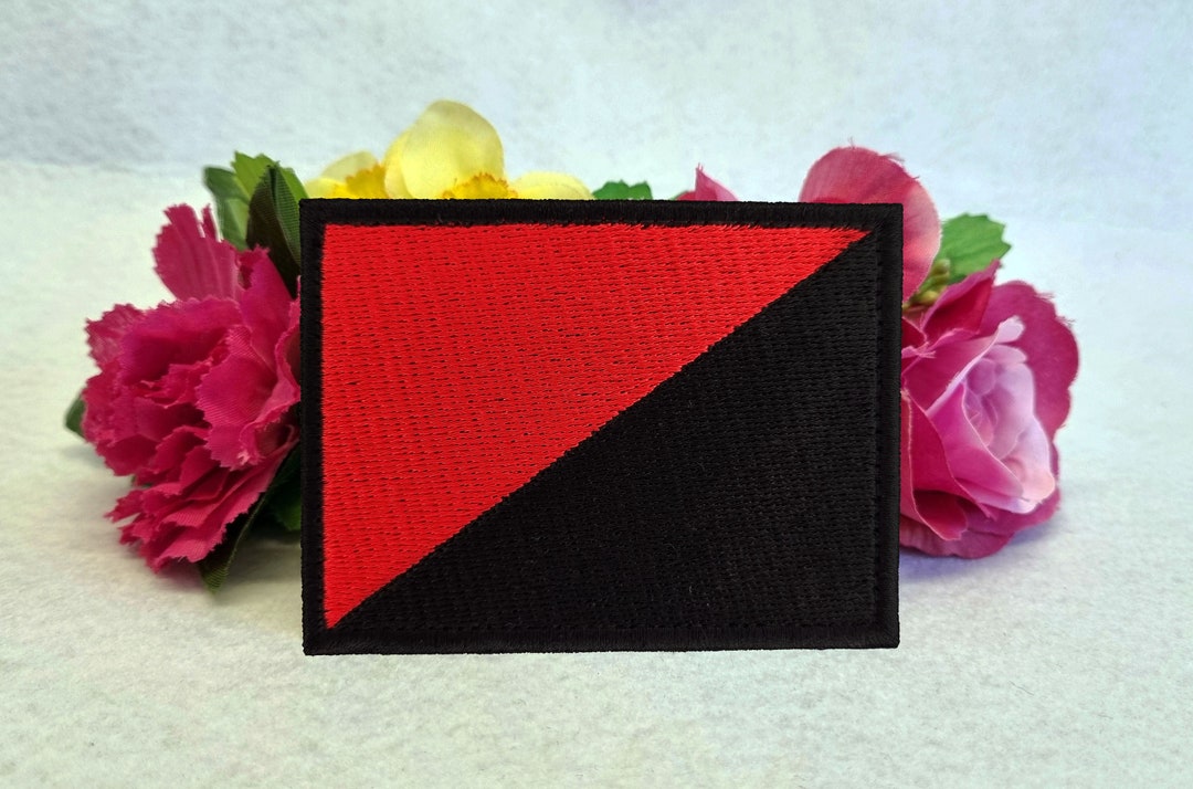Anarchist anarcho-syndicalism Flag Embroidered Patch. Iron On, Velcro ...