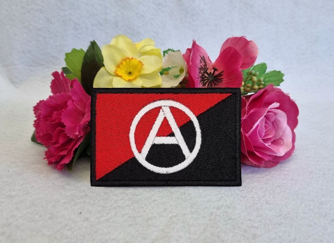 Anarchist (anarcho-syndicalism) Flag Embroidered Patch. Iron On, Velcro or Sew on Options ...