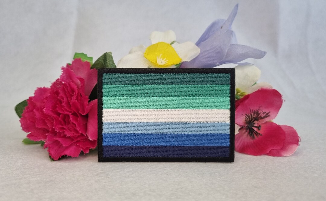Gay Male Pride Flag Embroidered Patch. Iron On, Velcro or Sew on ...