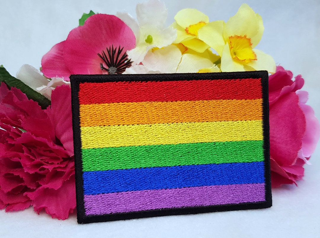 Pride Rainbow Flag Embroidered Patch. Iron On Velcro or Sew - Etsy