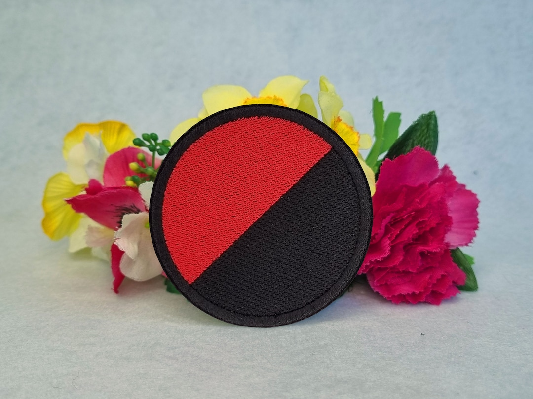 Anarchist (anarcho-syndicalism) Flag Circle Iron on Patch. Iron On ...