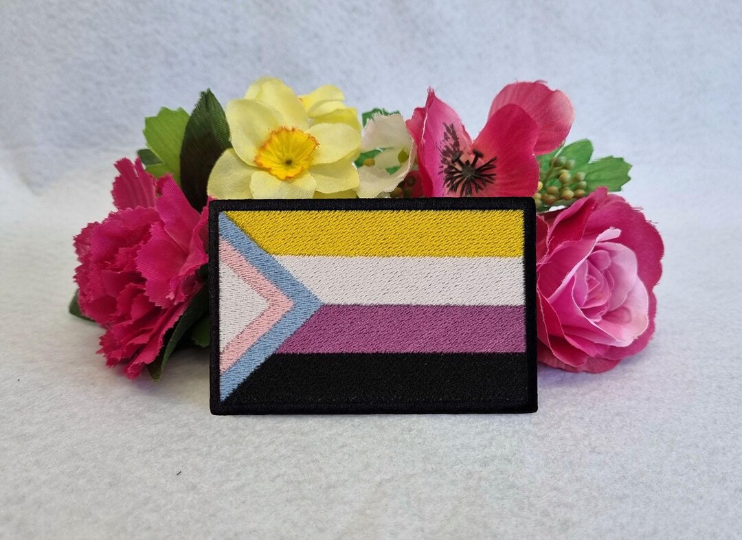 Trans-non-binary Pride Flag Embroidered Patch. Iron On, Velcro or Sew on Options! Nonbinary ...
