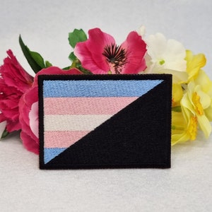 Trans-anarchy trans-anarchist Flag Patch. Iron On, Velcro or Sew on ...