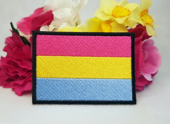 Pansexual pride flag embroidered patch. Iron On Velcro or Sew | Etsy