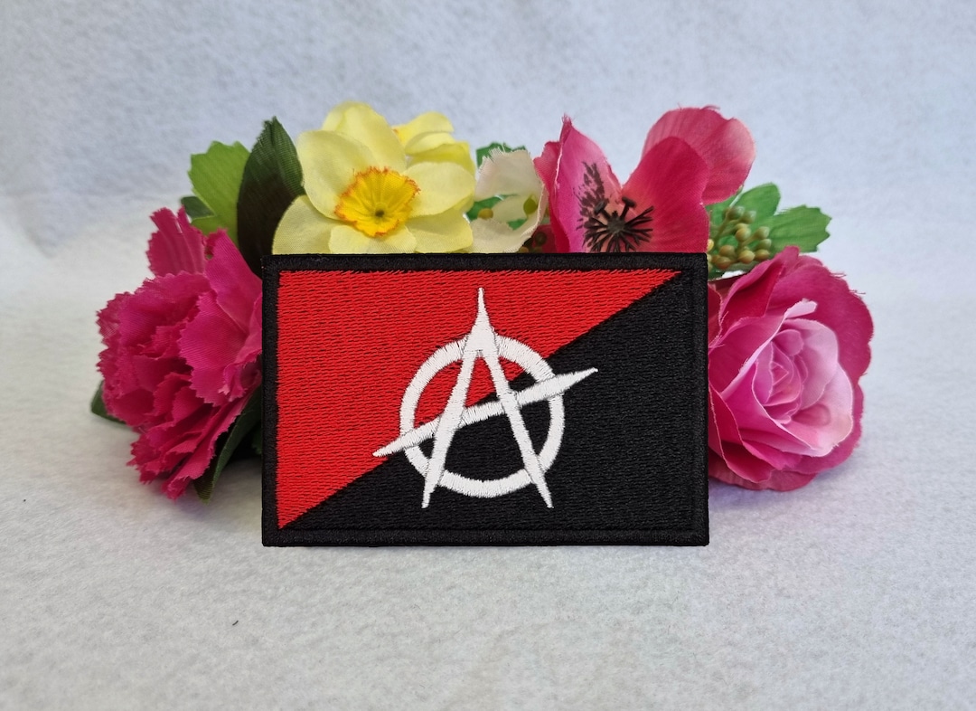 Anarchist (anarcho-syndicalism) Flag Patch. Iron On, Velcro or Sew On ...