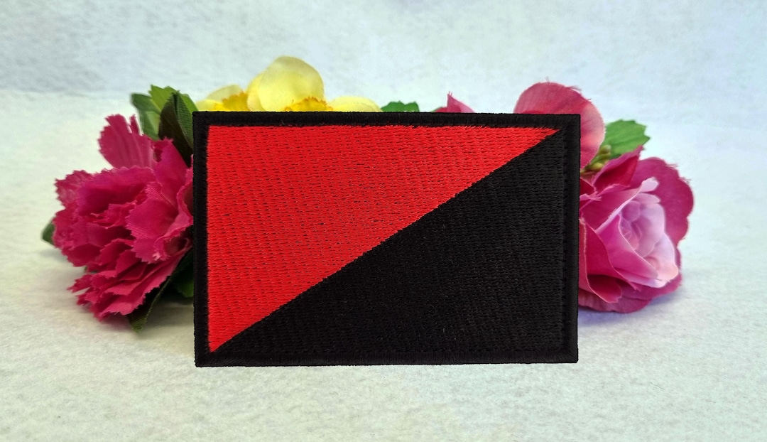 Anarchist (anarcho-syndicalism) Flag Embroidered Patch. Iron On, Velcro ...