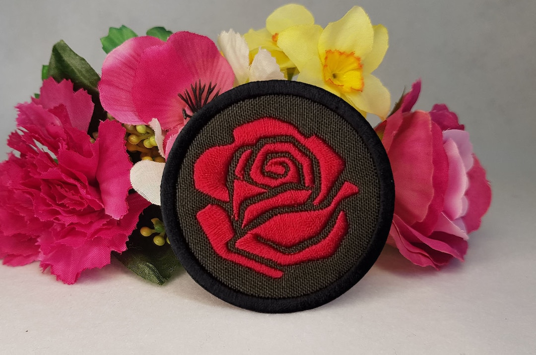 Socialist Rose Embroidered Patch. Iron On, Velcro or Sew on Options! - Etsy