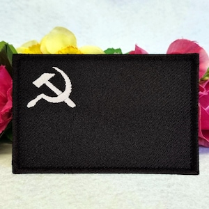 Communist Hammer and Sickle Flag Embroidered Patch (multiple Options). Iron On, Velcro or Sew On ...