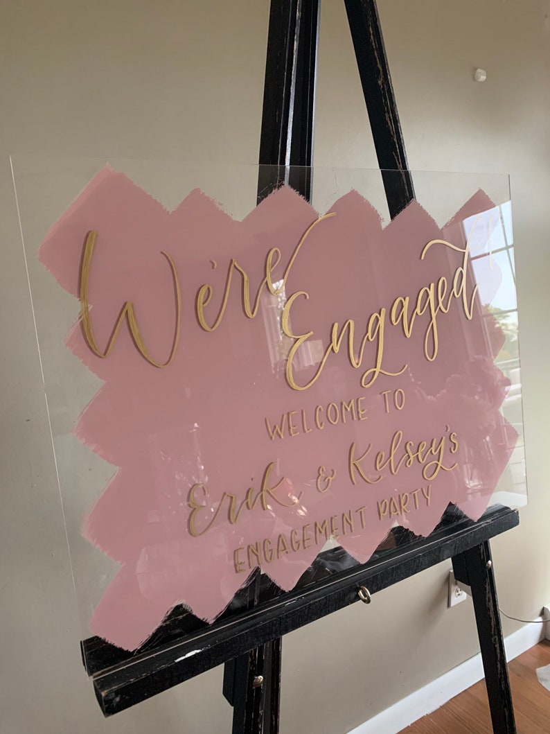 18x24in Engagement Sign Acrylic Hand Lettered Sign Custom - Etsy