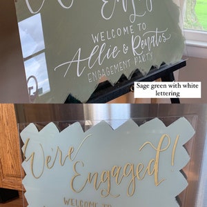 18x24in Engagement Sign, Acrylic Hand Lettered Sign, Custom Order ...