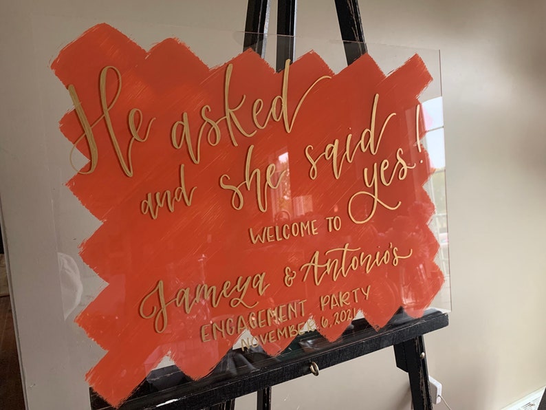 18x24in Engagement Sign Acrylic Hand Lettered Sign Custom - Etsy