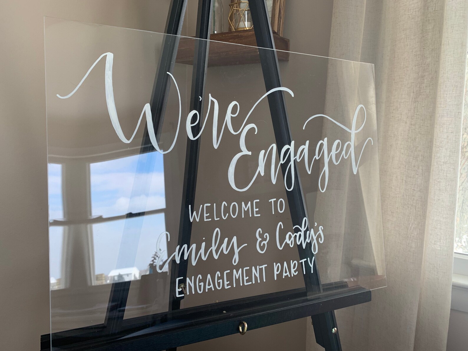 18x24in Engagement Sign Acrylic Hand Lettered Sign Custom - Etsy