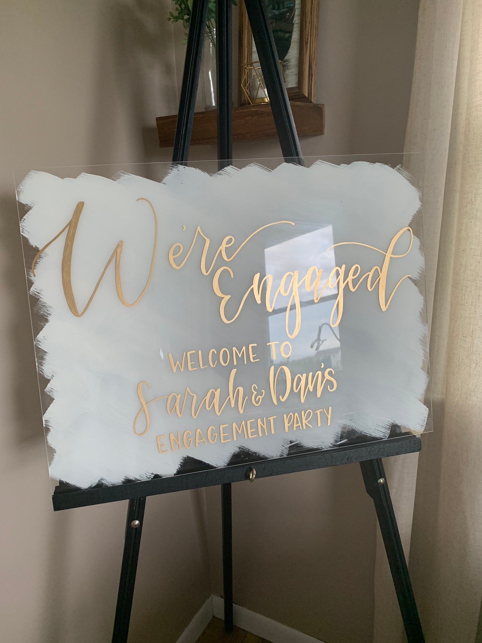 18x24in Engagement Sign Acrylic Hand Lettered Sign Custom - Etsy