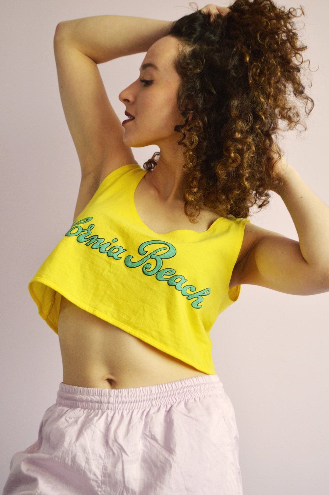 Vintage Top for Woman, Vintage 90s Yellow Slogan Summer Oversize ...