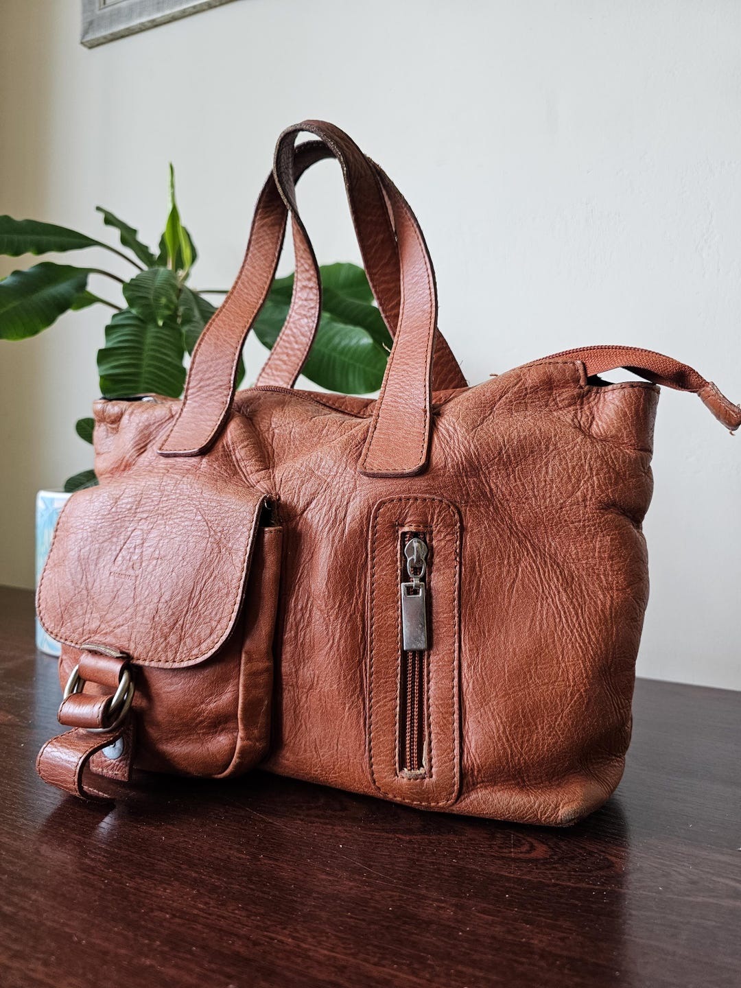 Retro 2000s Brown Leather Minimalist Purse Handbag - Etsy