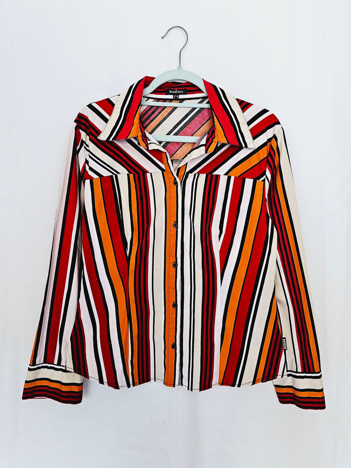 90s Vintage Colorful Striped Smart Minimalist Top Blouse - Etsy