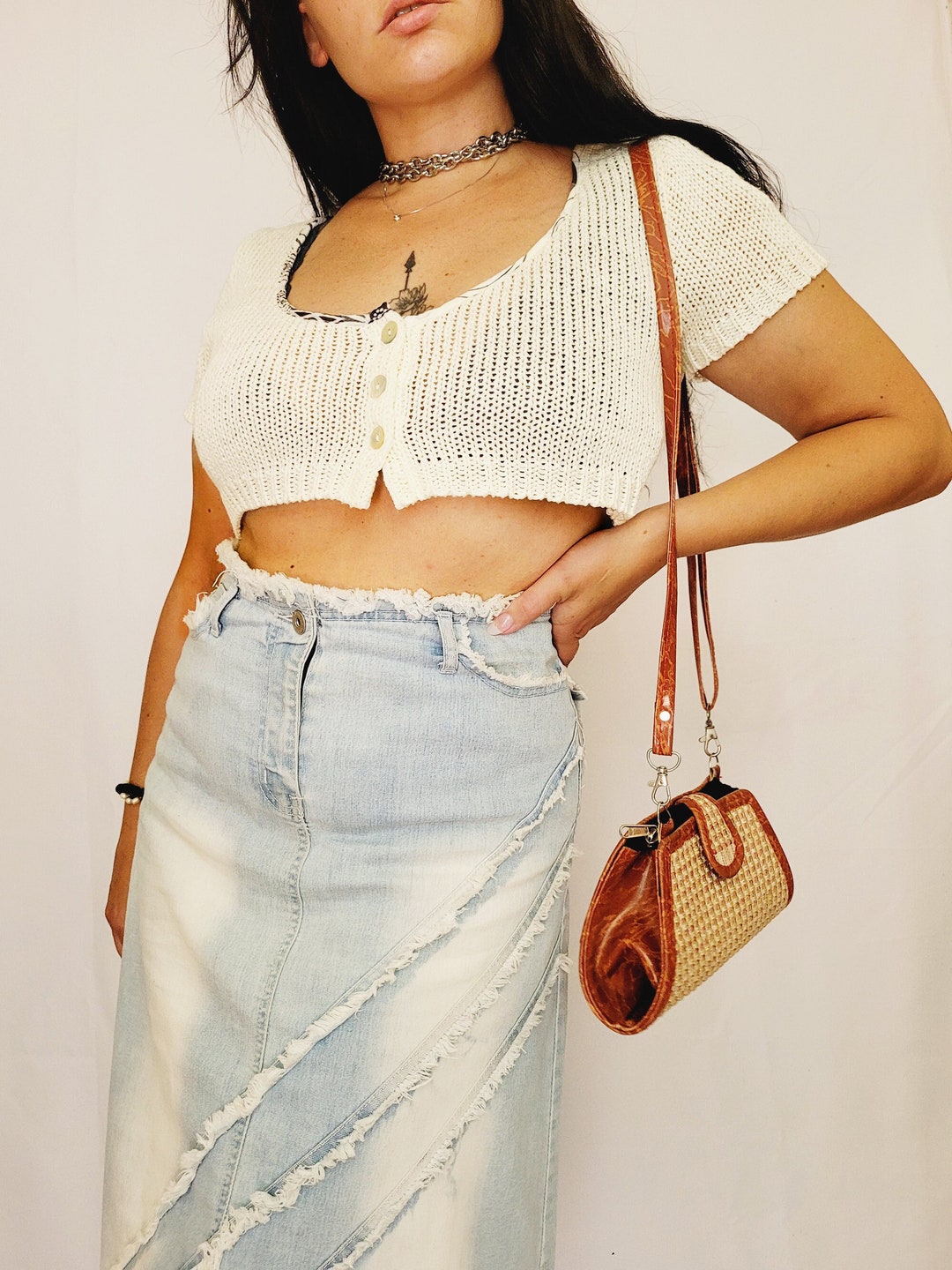 Y2K 00s Minimalist Cable Knit White Crop Blouse - Etsy