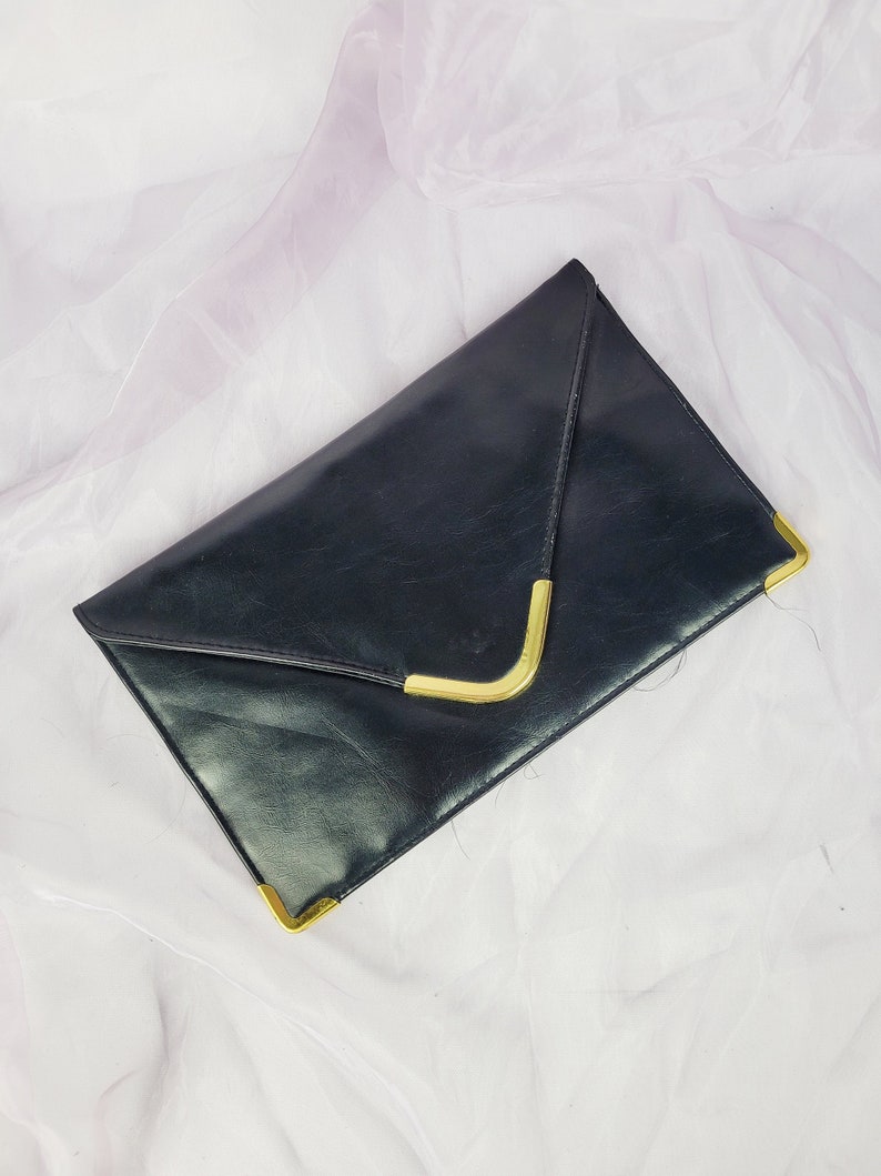 Y2K 00s Retro Black Faux Leather Minimalist Envelope Purse - Etsy