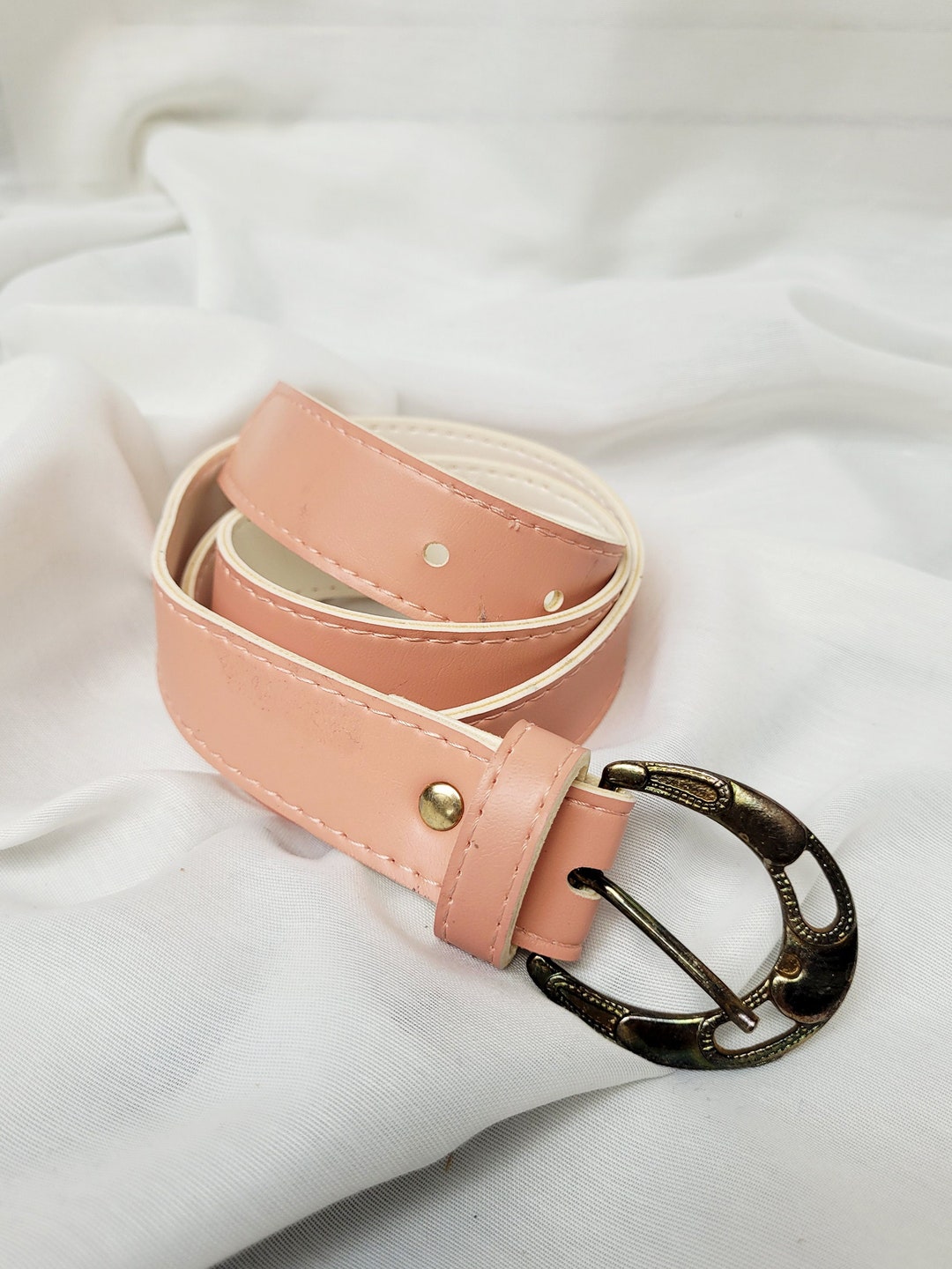 Pink Retro Belt, Vintage 90s Faux Leather Pastel Pink Minimalist Belt ...