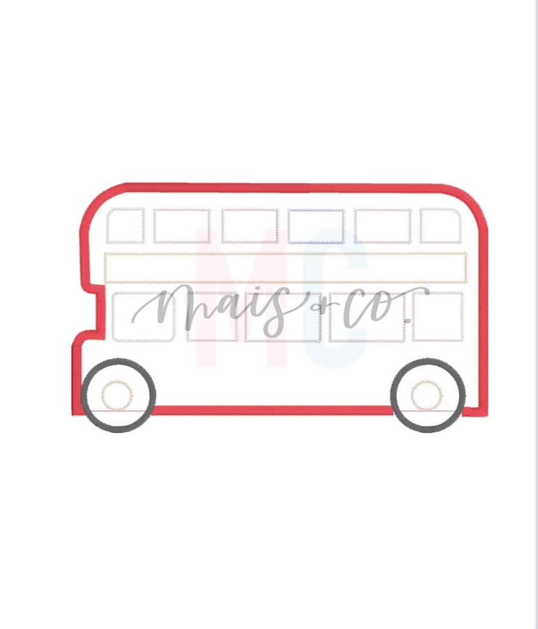 Double Decker Embroidery Applique Design | DIGITAL DOWNLOAD - Etsy