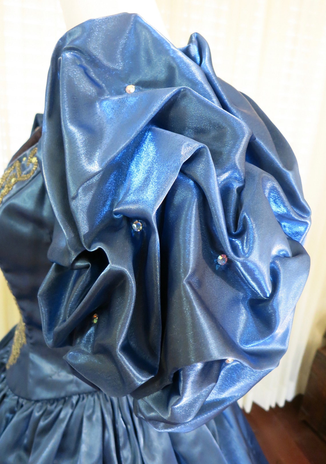Vintage Mike Benet Blue Satin Gown - Etsy