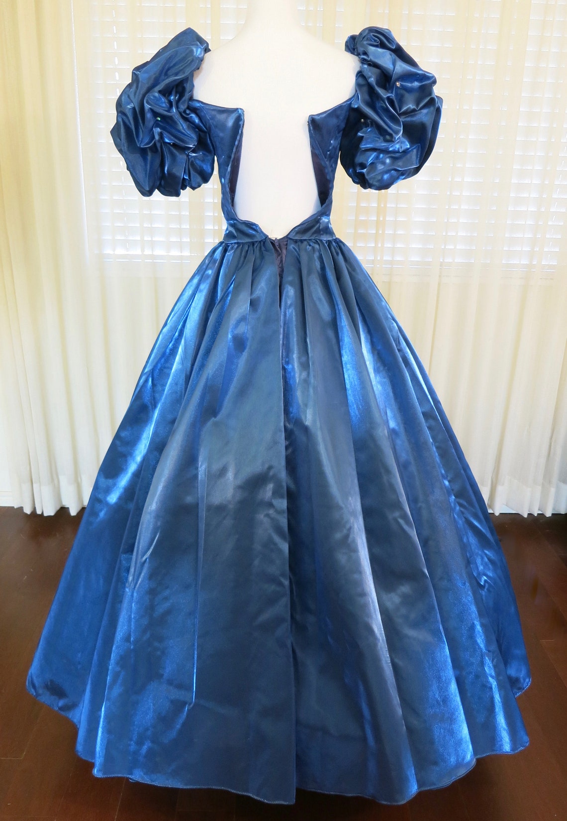 Vintage Mike Benet Blue Satin Gown - Etsy
