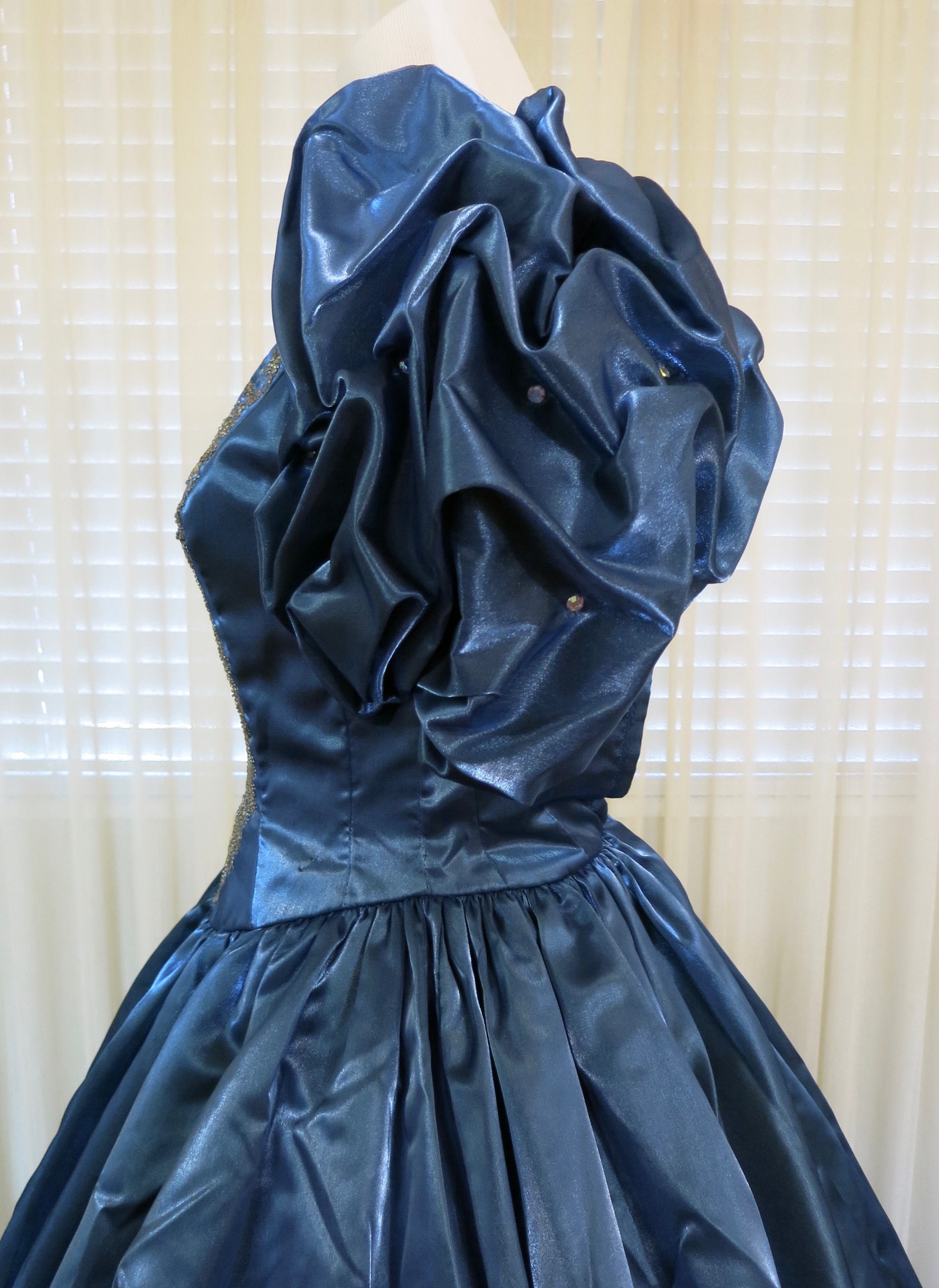 Vintage Mike Benet Blue Satin Gown - Etsy
