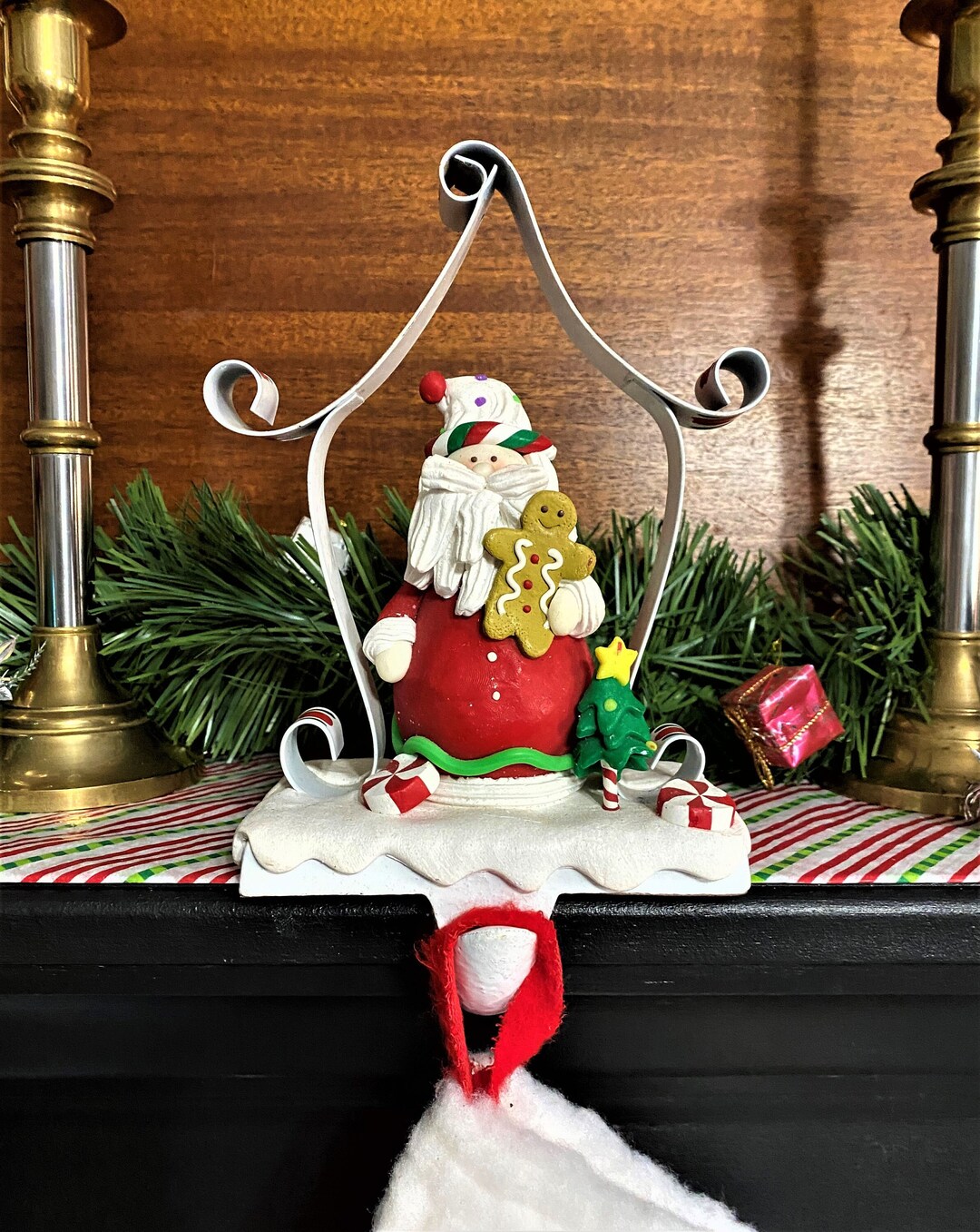 Vintage Christmas Candyland Santa Claus Stocking Holder | Cupcake ...