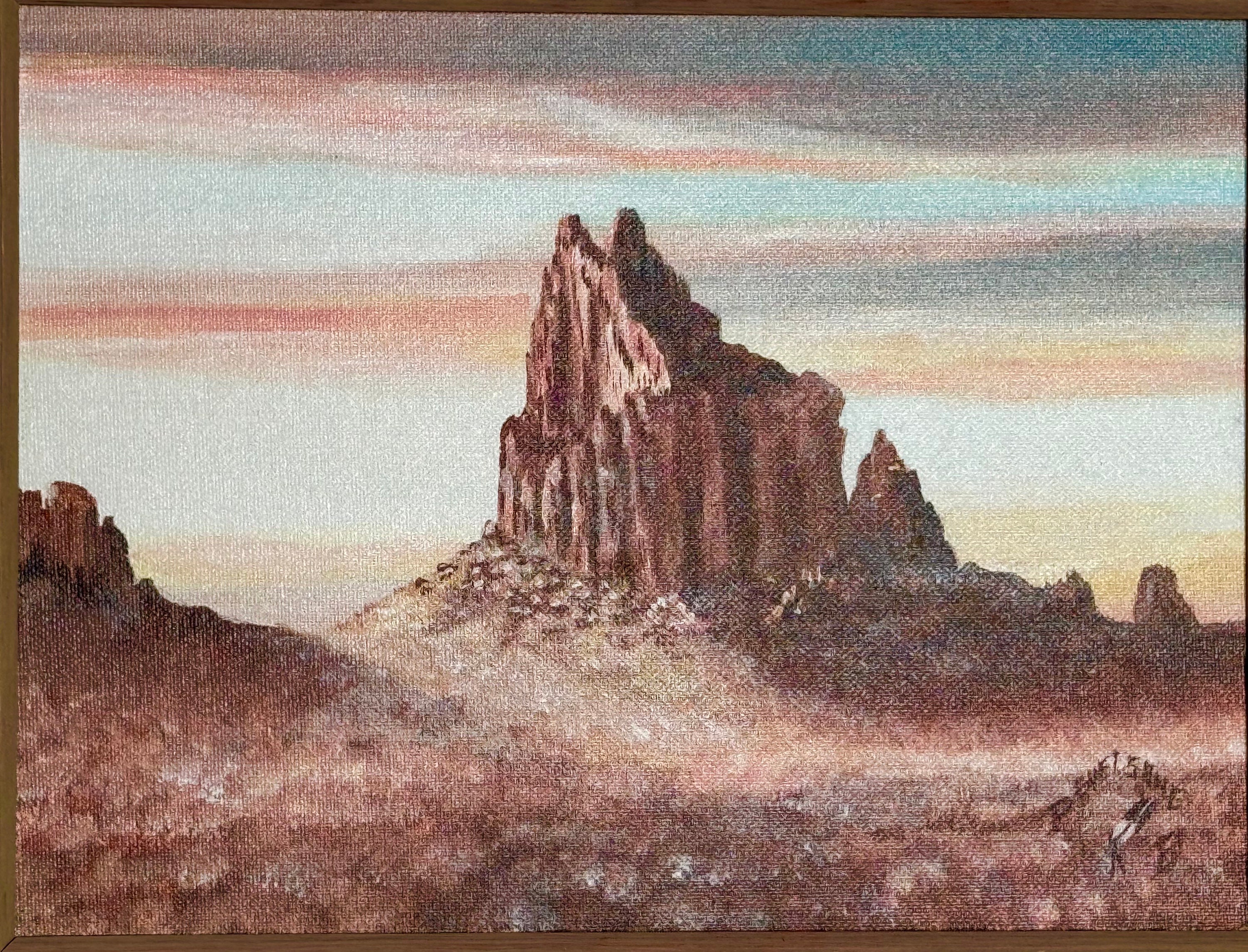 Vintage Original Acrylic Landscape Painting of Shiprock on Canvas Board ...