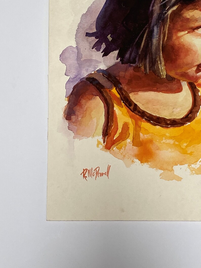 Vintage "sunny" Watercolor Portrait: Child With Braids, Artist R ...