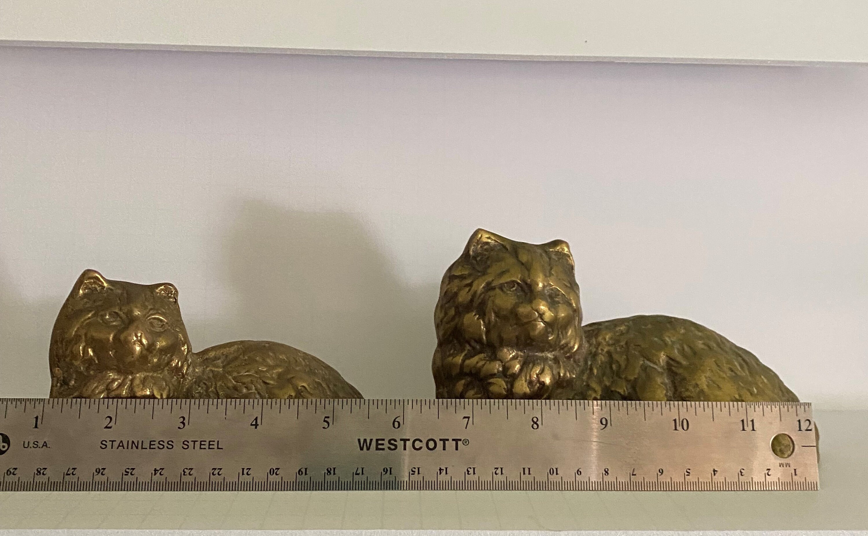 Vintage MCM Brass Cats Kittens Statue Sculpture Tarnish Spots Ranch ...