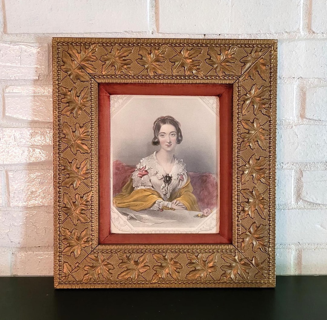 Vintage 1940 Hand-colored Lithograph: Regency Era Woman, Ornate Gold ...