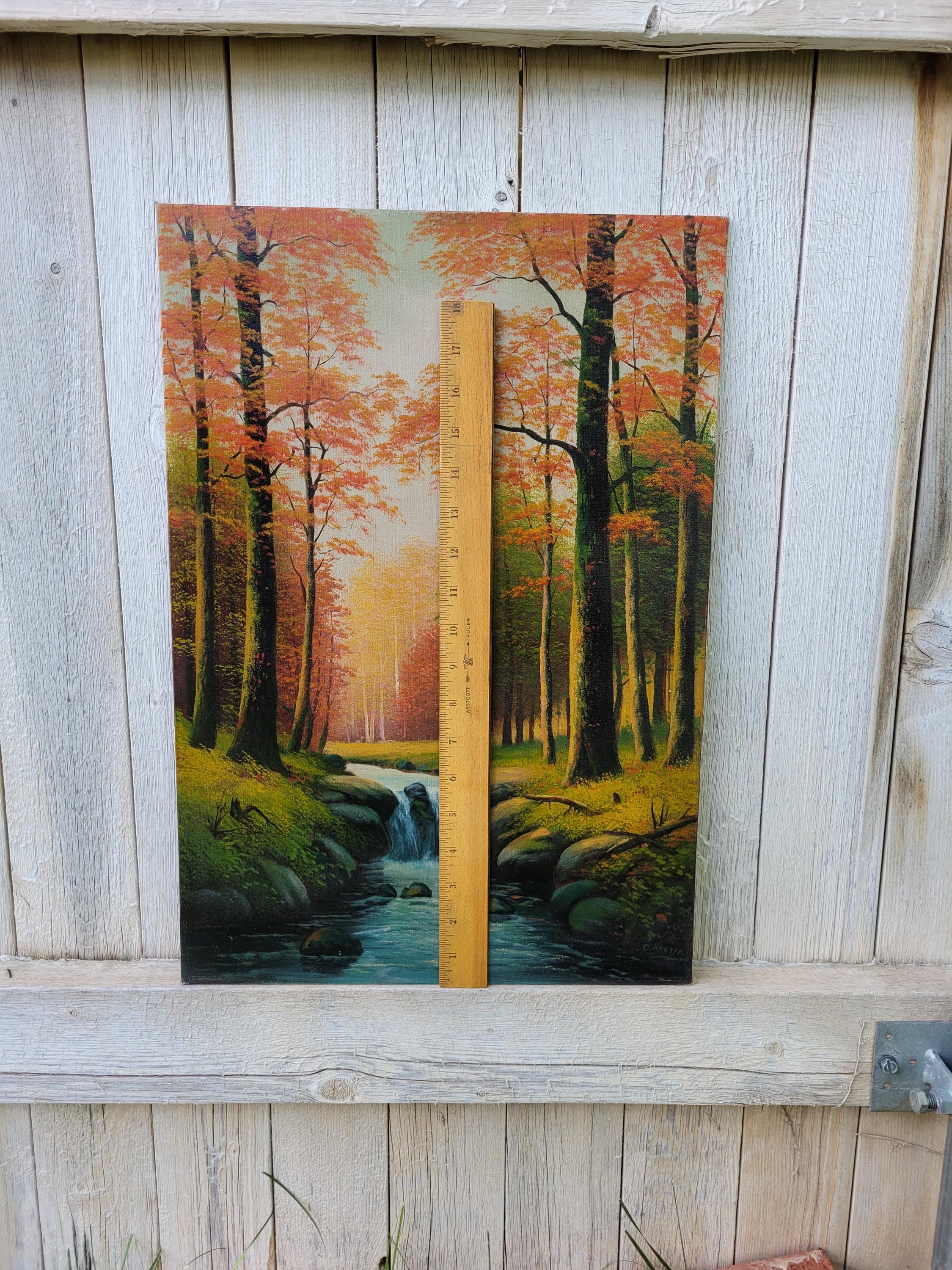 Vintage Fall Landscape Oil Painting: Signed River Woods Scene - Etsy