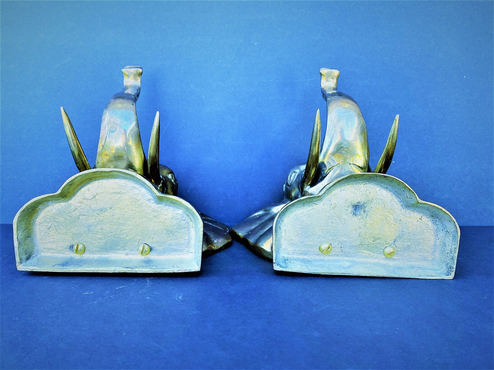 Solid Brass African Elephant Head Bookends Mid-century Valentine's Day ...