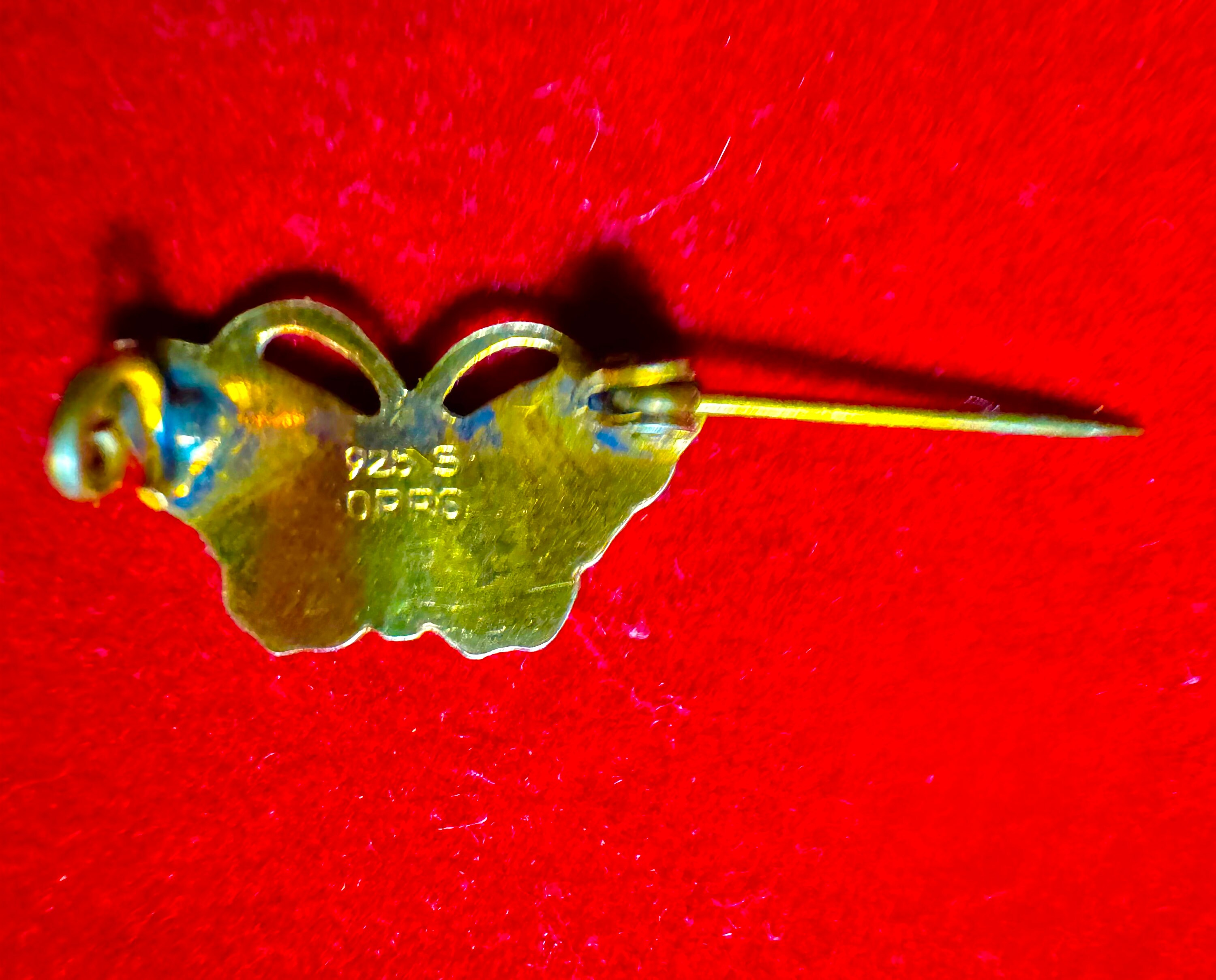 Vintage Enamel Sterling Silver Butterfly Brooch Signed OPRO Norway 925 ...