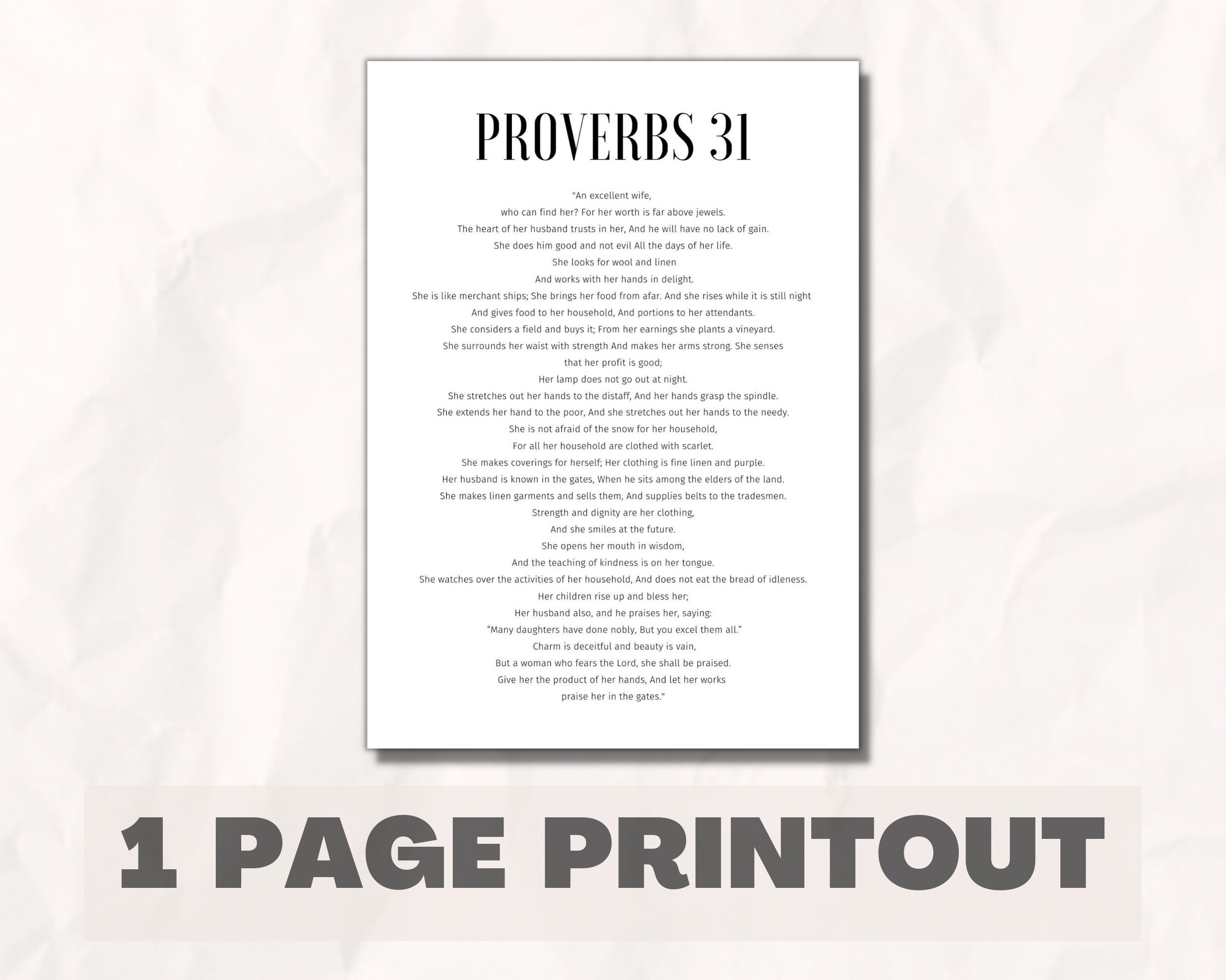 Proverbs 31 Printable, PDF Download Scripture Verse, Bible Verse Wall ...