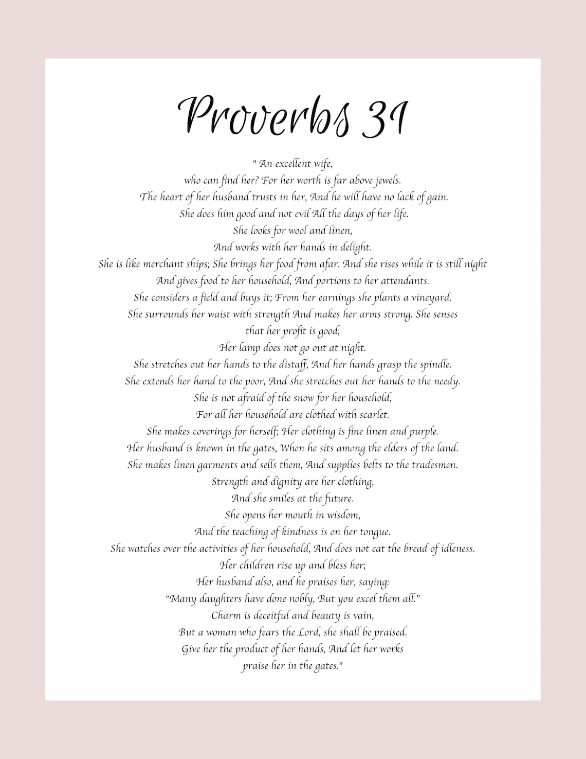 PRINTABLE - Proverbs 31:10-31 - Description of a Godly Woman, Scripture ...