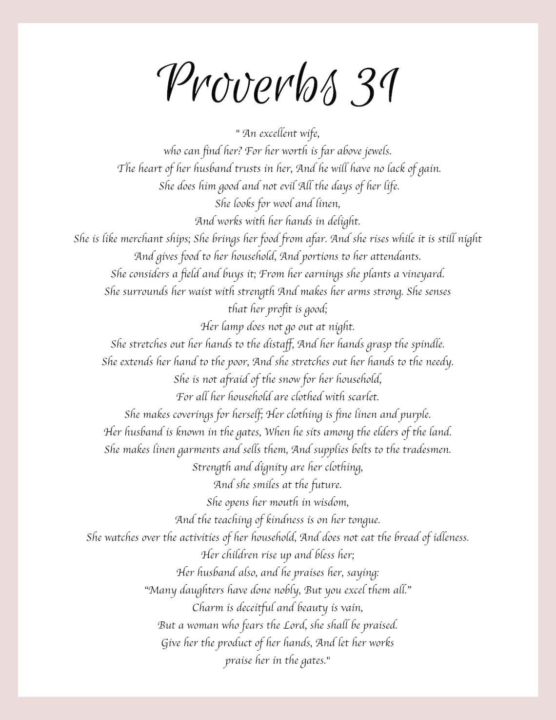 PRINTABLE - Proverbs 31:10-31 - Description of a Godly Woman, Scripture ...