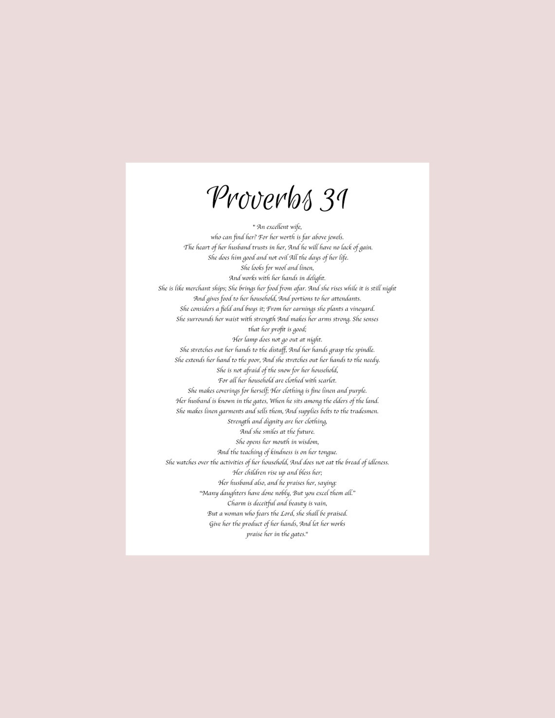 PRINTABLE - Proverbs 31:10-31 - Description of a Godly Woman, Scripture ...