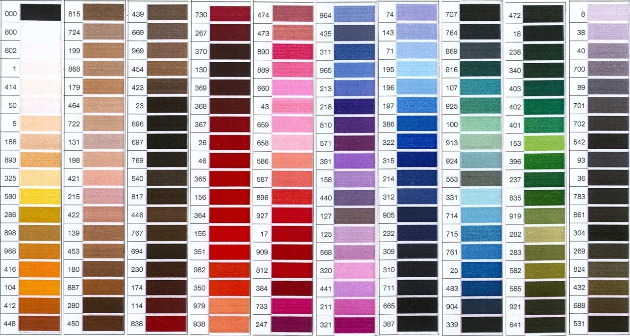 Dmc Color Chart For Cross Stitch Threadcomplete Etsy Full Set Of 447